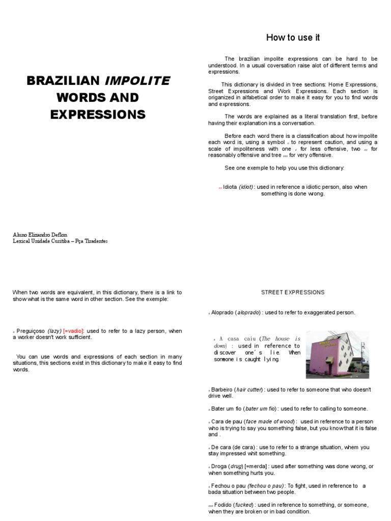 Impolite: Brazilian Words and Expressions | PDF | Semantics | Lexicology