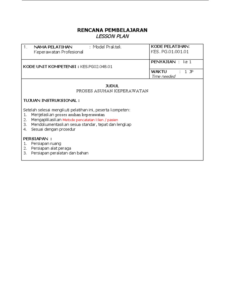 Contoh Lesson Plan Yulis Belajar | PDF
