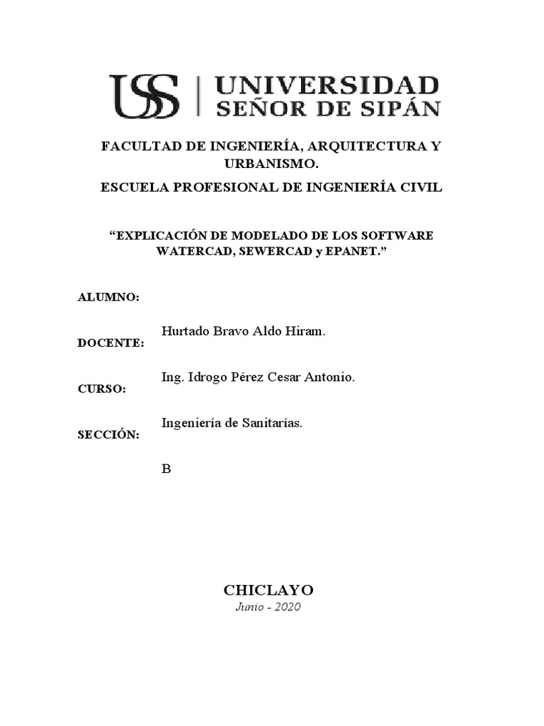 USO DE LOS SOFTWARE S WATERCAD, SEWERCAD y EPANET. | PDF | Archivo de ...
