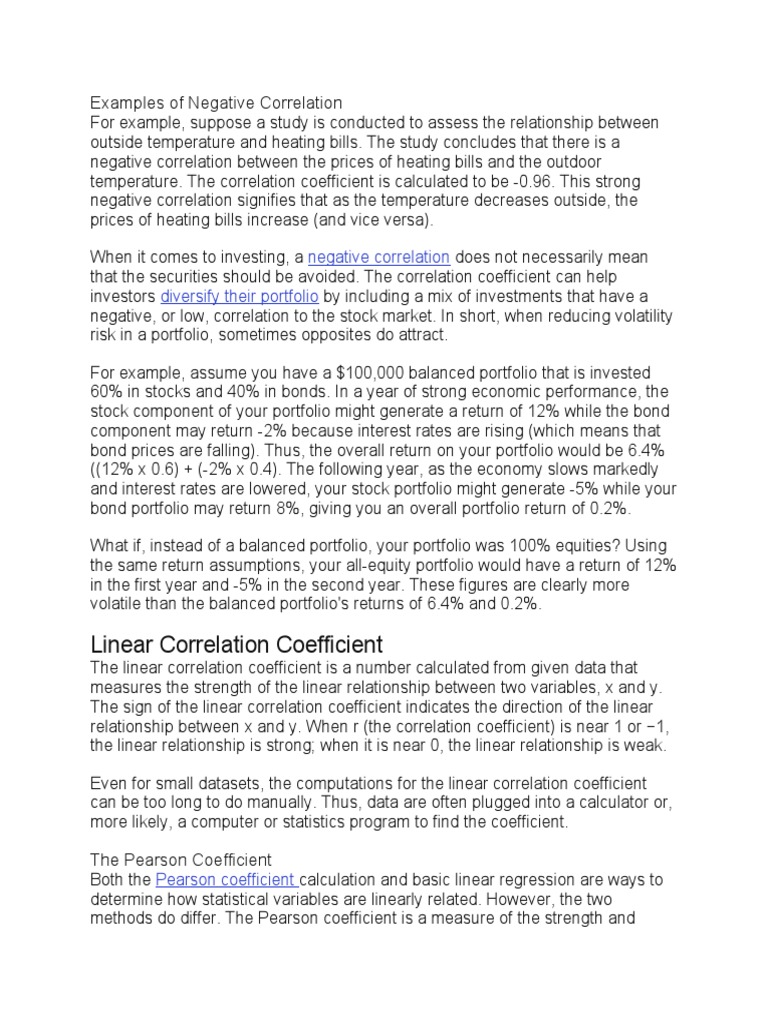 Examples of Negative Correlation | PDF | Correlation And Dependence | Regression Analysis