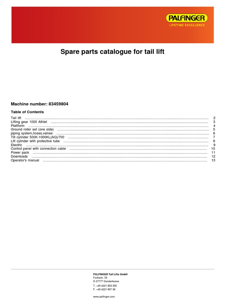 каталог palfinger mbb 1000 | PDF | Equipment | Machines