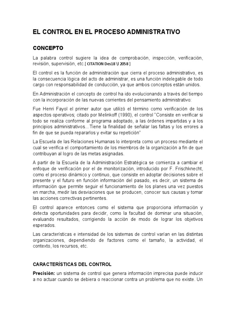Concepto e Importancia Del Control | PDF | Sistema de control | Información