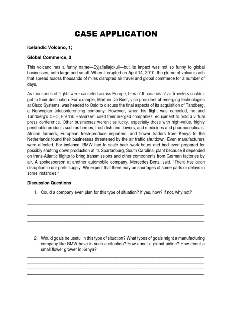 Case Application: Icelandic Volcano, 1 Global Commerce, 0 | PDF ...