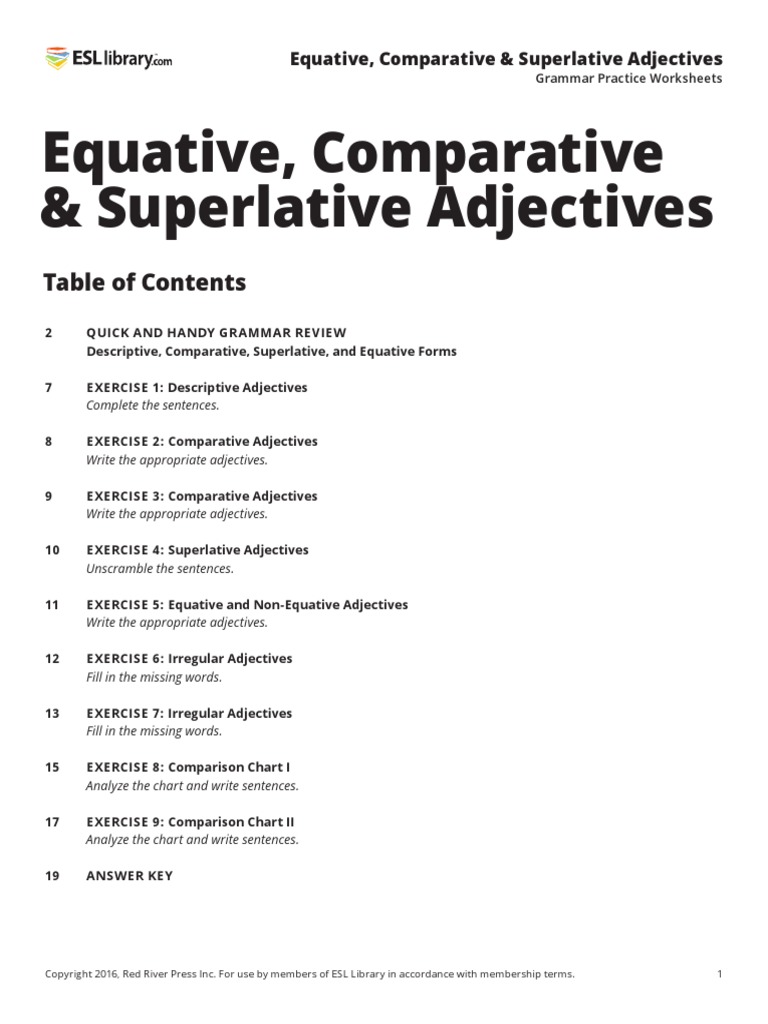 1 - Equative Comparative and Superlative Adjectives - US | PDF ...