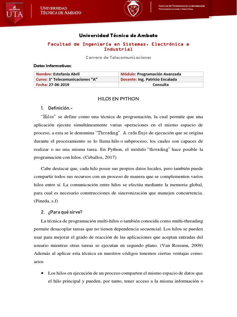 Hilos en Python: Conceptos básicos, funciones, métodos y ejemplos de ...