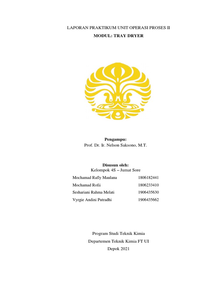 4S - UOP 2 - Tray Dryer 2021 | PDF