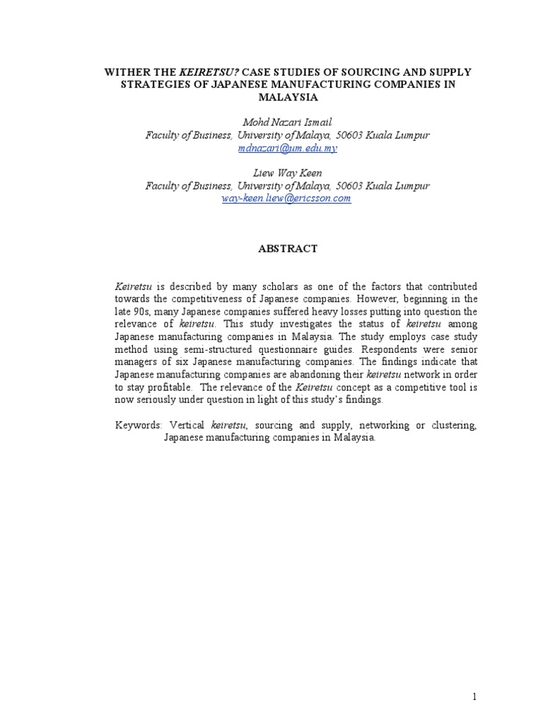 Mohd Nazari Ismail Faculty of Business, University of Malaya, 50603 ...