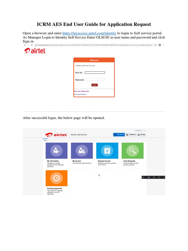 ICRM AES End User Guide For Application Request | PDF | Login | User ...