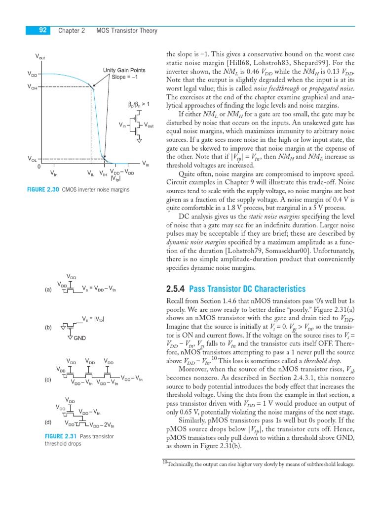 Chapter 2 MOS Transistor Theory: Pass Transistor DC Characteristics ...