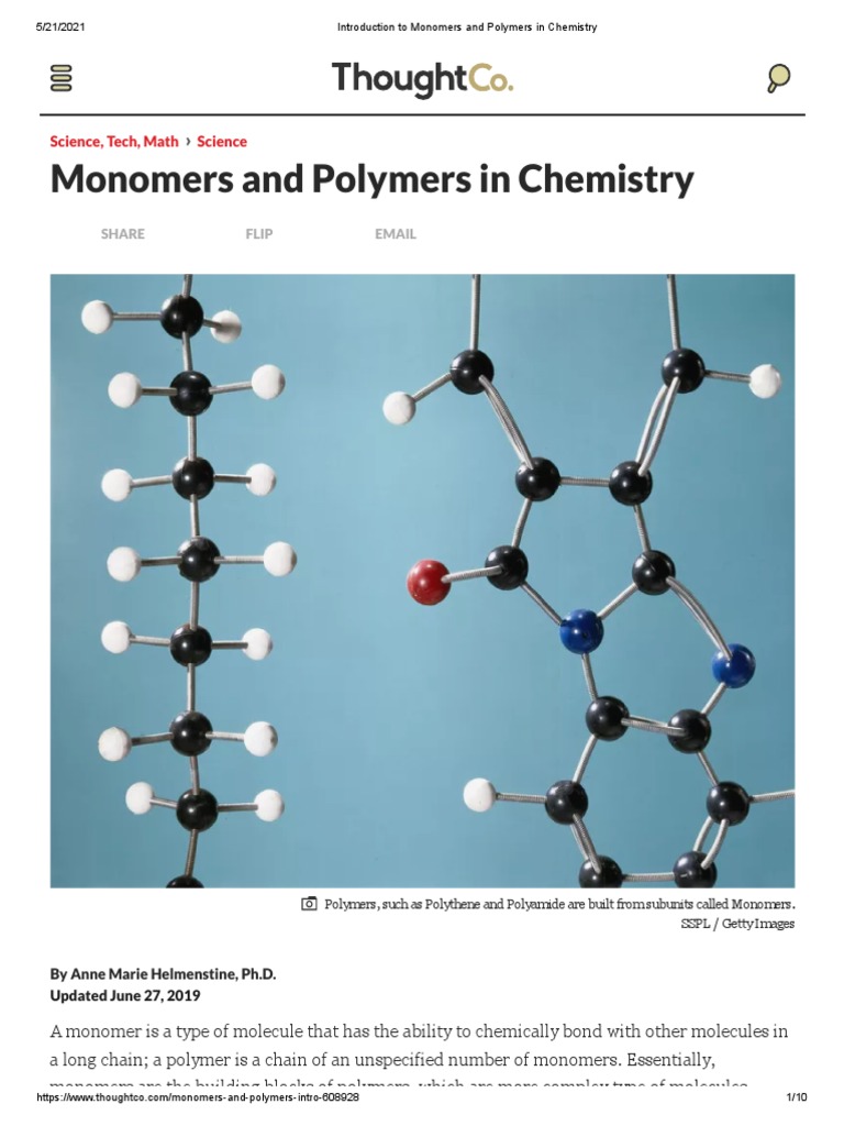 Chemistry Basics: Monomers & Polymers | PDF | Monomer | Oligomer