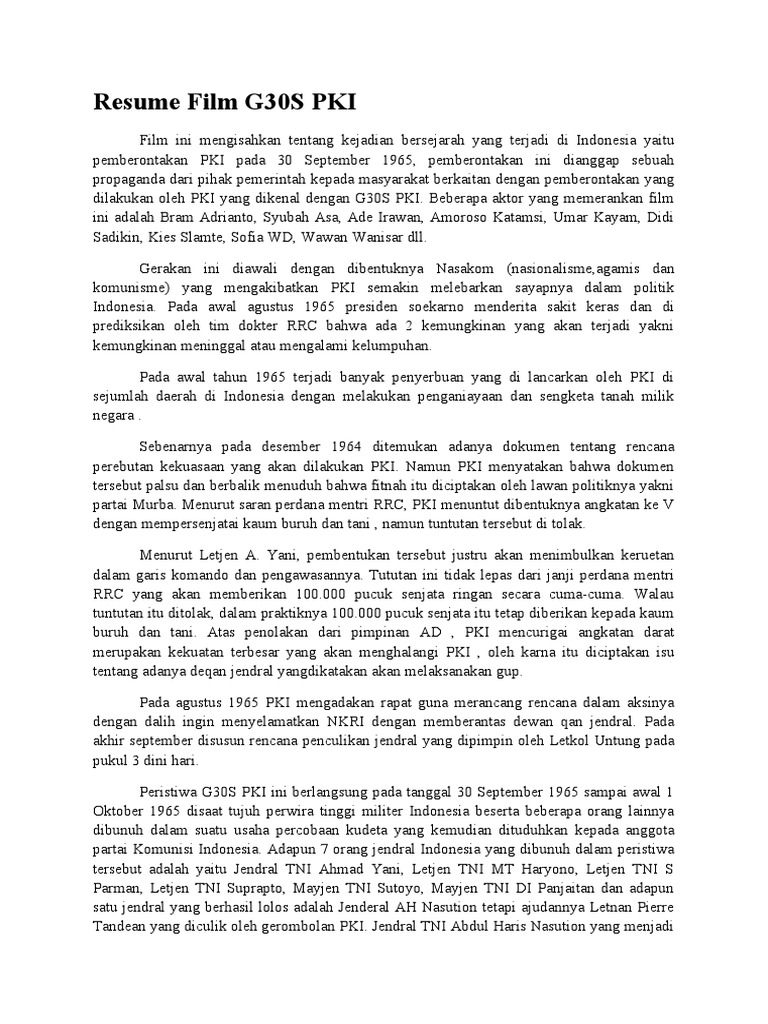 Ringkasan Film G30S PKI 1965 | PDF | Sejarah