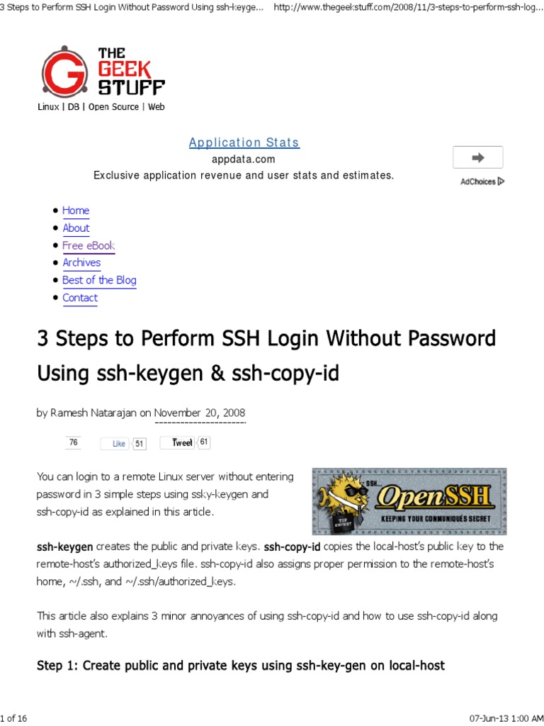 3 Steps To Perform SSH Login Without Password | PDF | Linux | Password