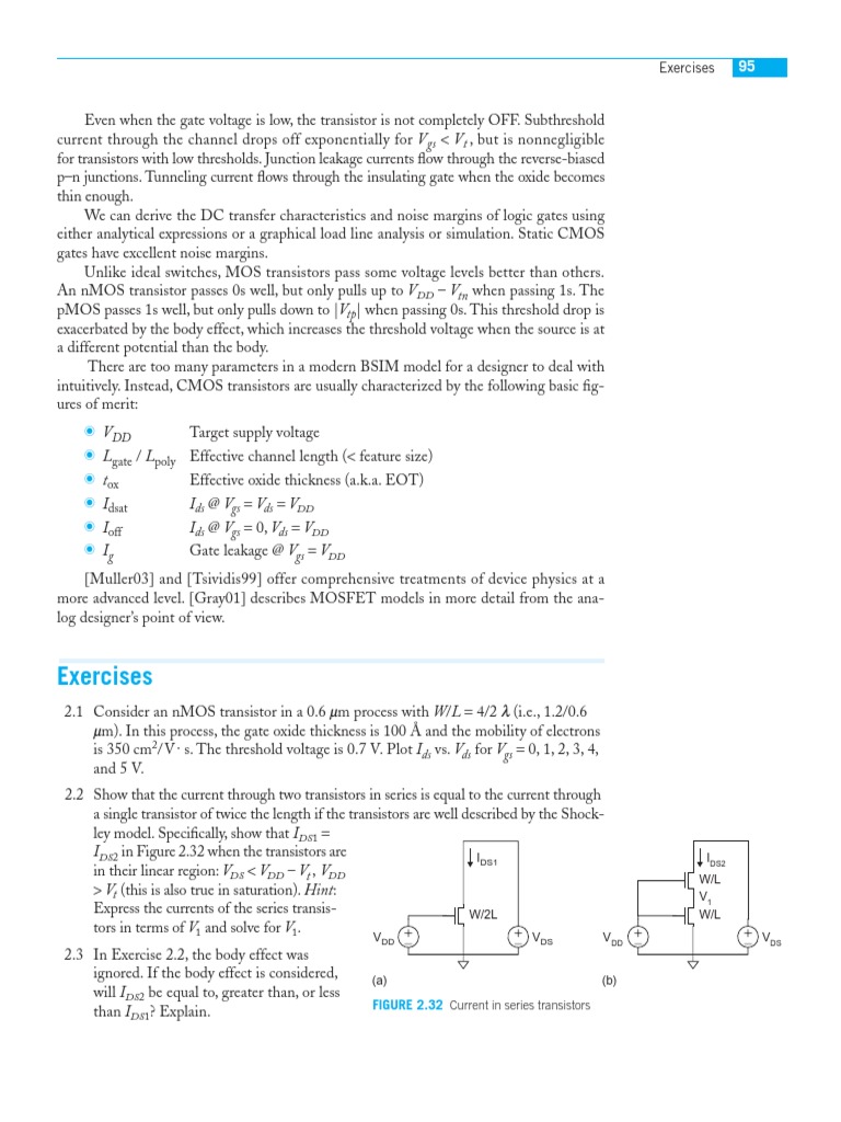 Exercises: V L T I I I I I | PDF | Mosfet | Cmos