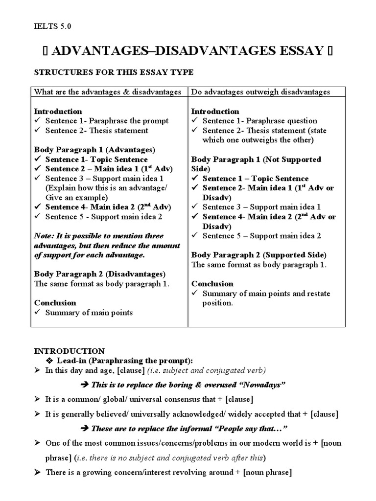 Writing Week 2 Advantages Disadvantages 1 | PDF | Phrase | Sentence ...