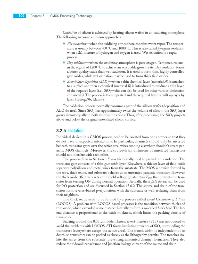 Isolation: Chapter 3 CMOS Processing Technology | PDF | Silicon Dioxide | Mosfet