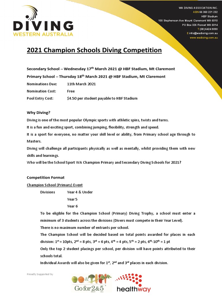 2021 Champion Schools Diving Competition | PDF | Diving | Sports