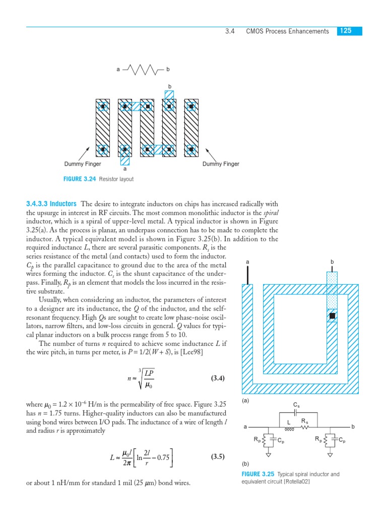 3.4 CMOS Process Enhancements: 3.4.3.3 Inductors | PDF | Inductor | Inductance