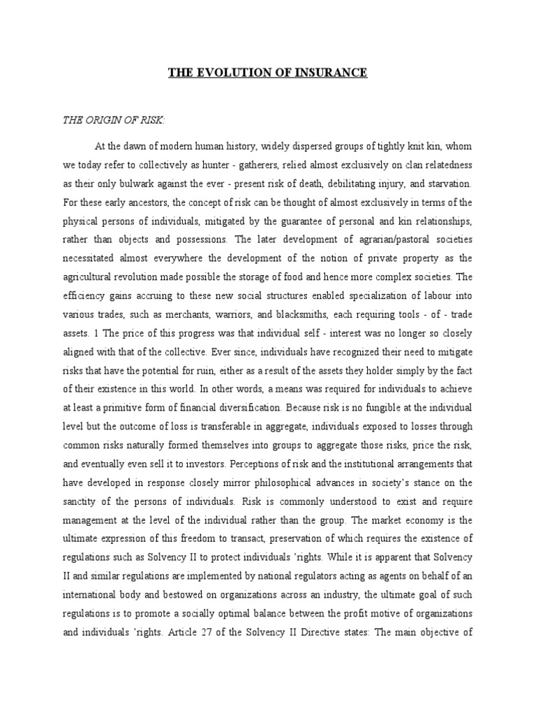 The Evolution of Insurance | PDF | Insurance | Risk