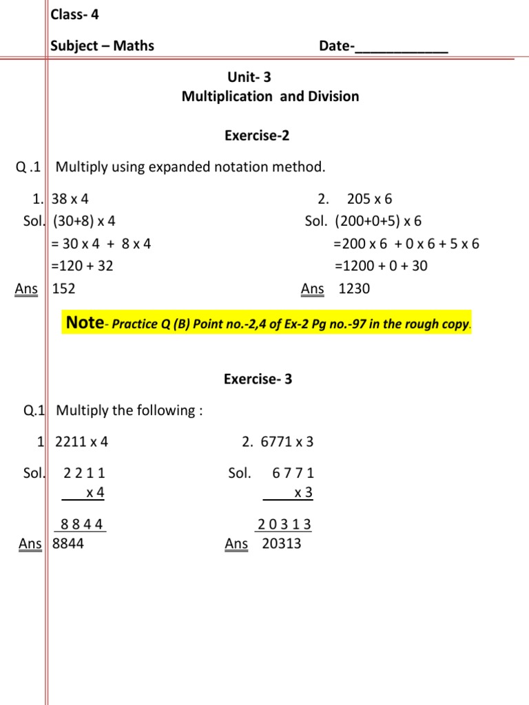Class 4 TH Multiplication Part1 | PDF | Multiplication | Algebra