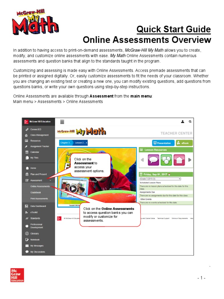 Quick Start Guide Online Assessments Overview: Click On The Access Your ...