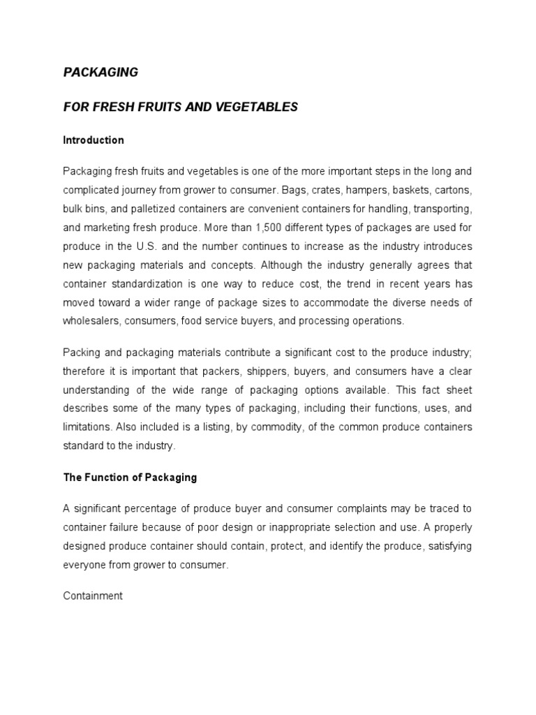 Packaging For Fresh Fruits and Vegetables | PDF | Pallet | Packaging ...
