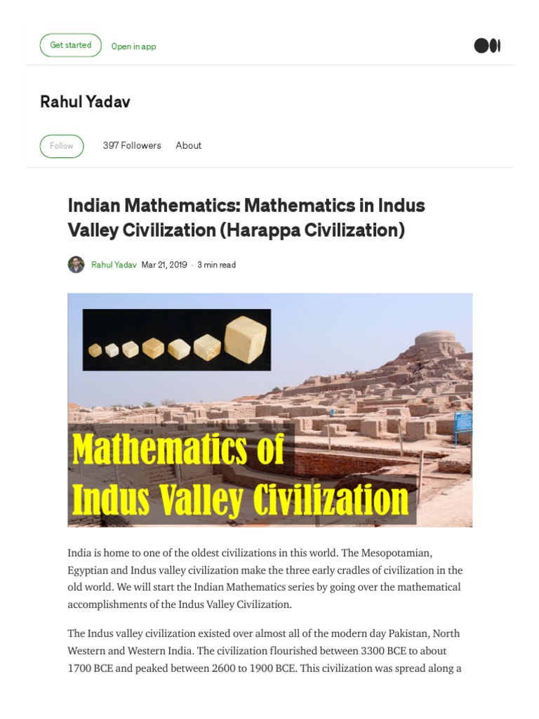 Indian Mathematics - Mathematics in Indus Valley Civilization (Harappa ...