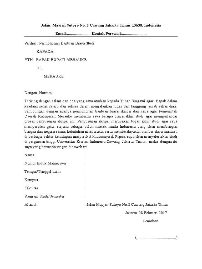 Proposal Bantuan Biaya Pendidikan | PDF