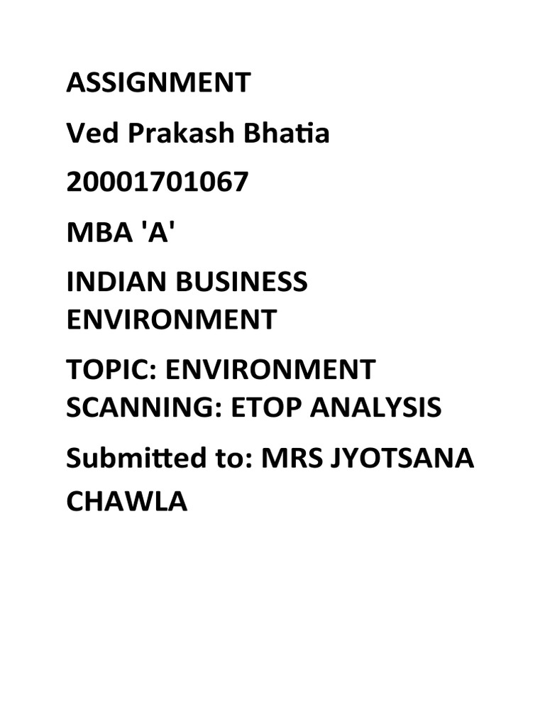 MBA Guide to ETOP Analysis | PDF | Business | Economies