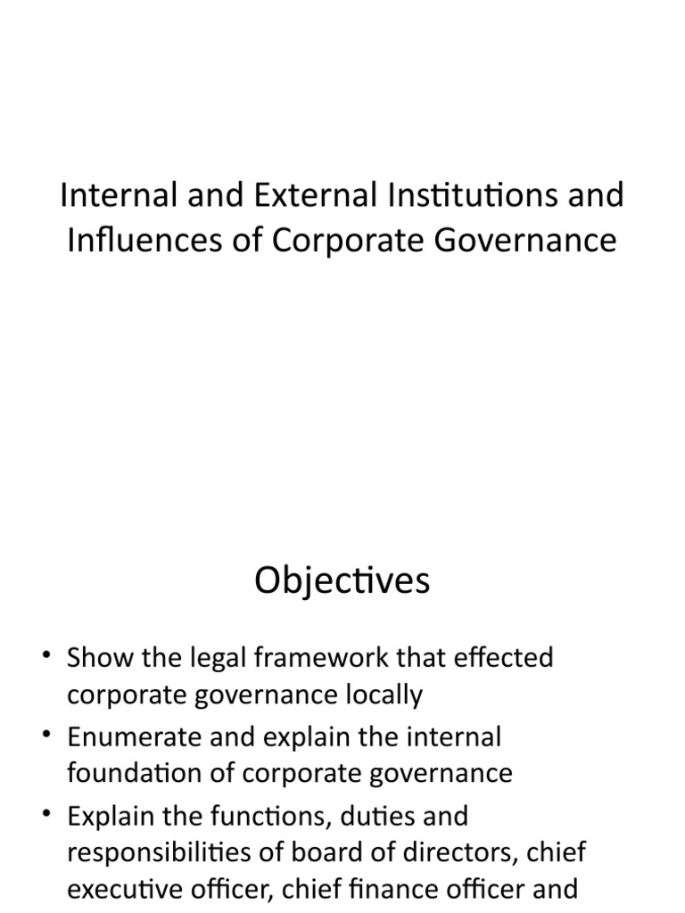 Internal and External Institutions and Influences of Corporate ...
