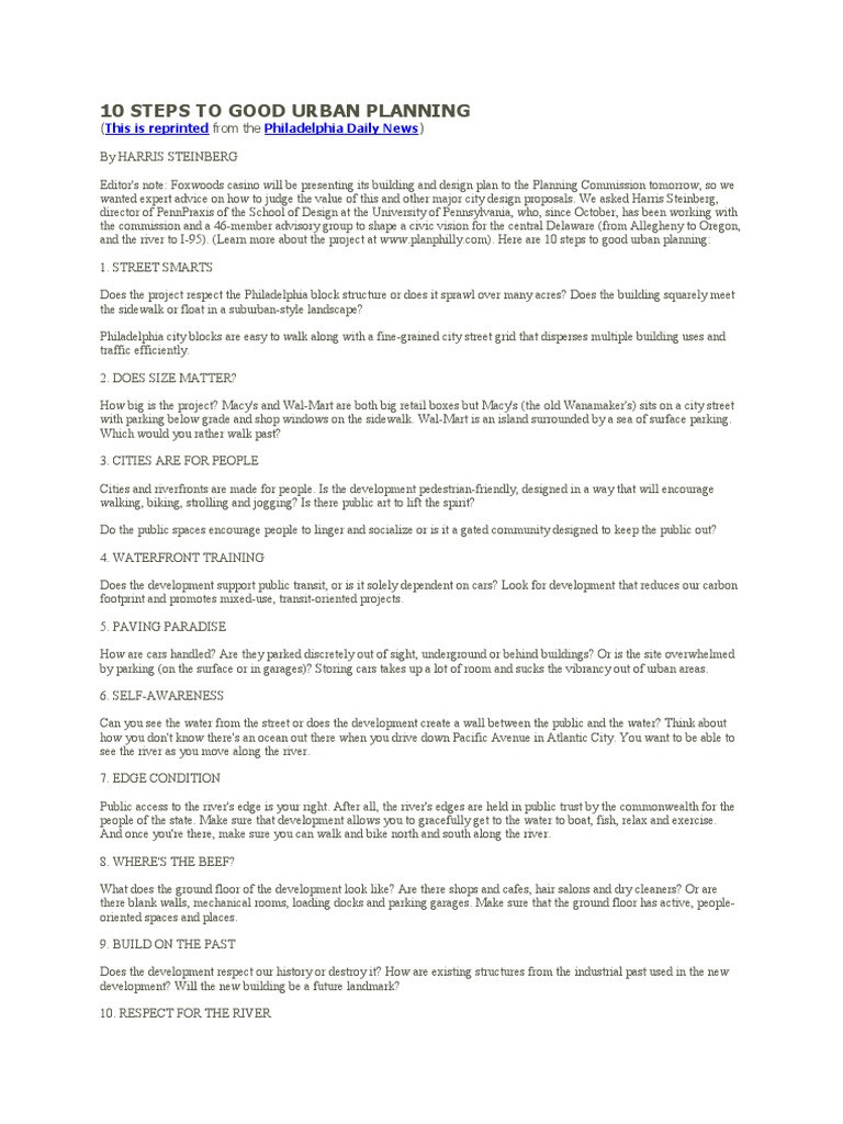 10 Steps To Good Urban Planning | PDF | Urban Planning | Land Management