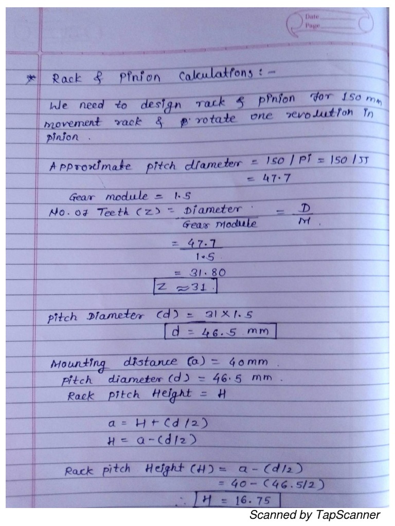 Rack and Pinion Calculation | PDF