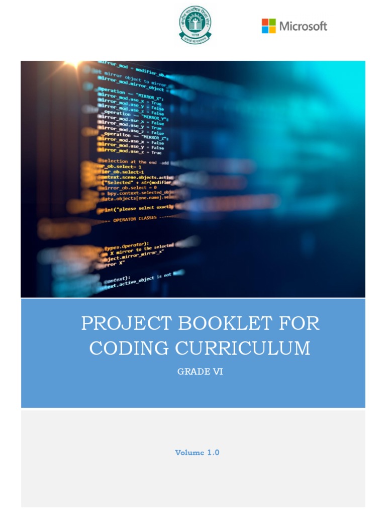 Project Booklet For Coding Curriculum: Grade Vi | PDF | Algorithms ...