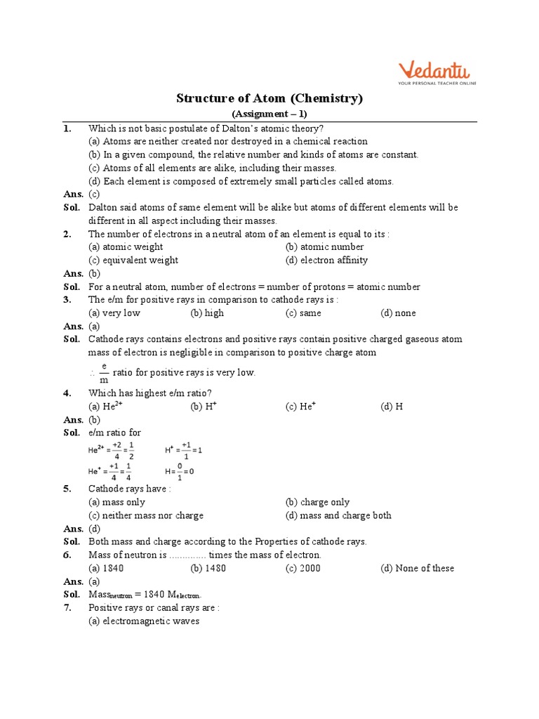 Chemistry Quiz: Atomic Structure | PDF | Atoms | Electron