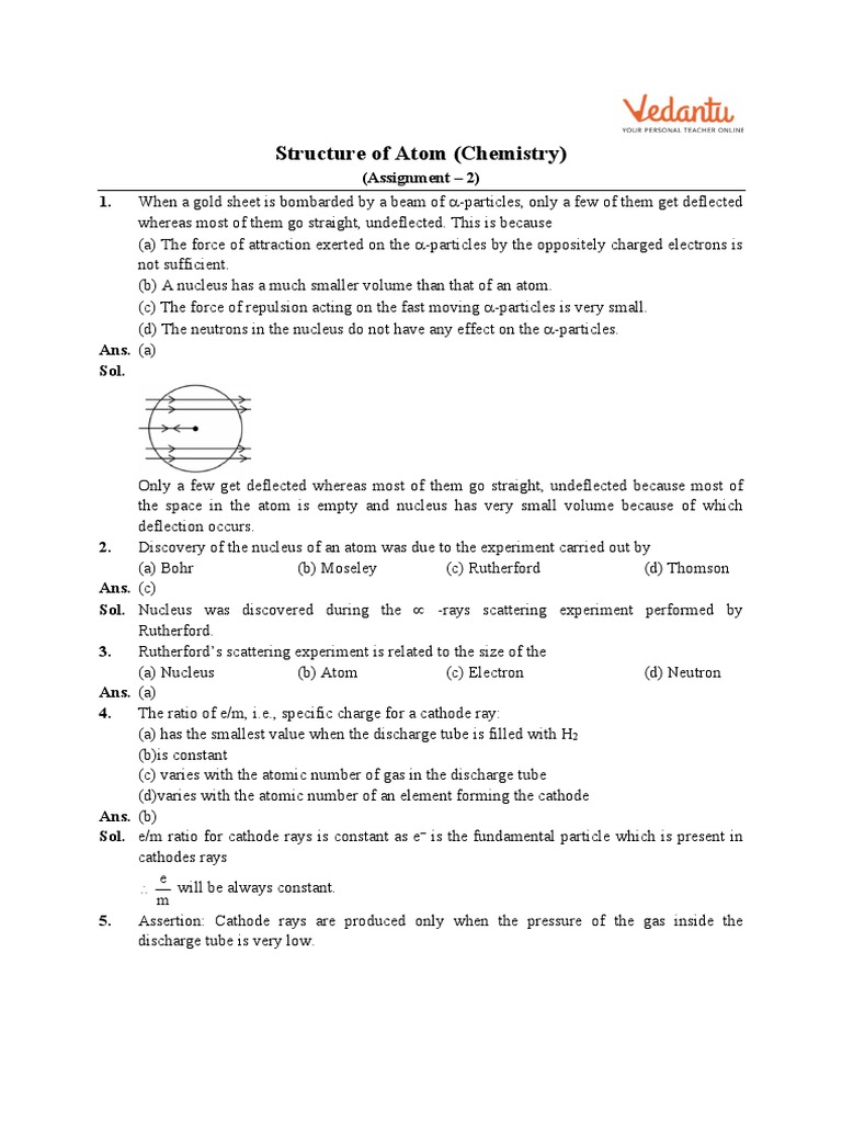 Assignment - 2 (Structure of Atom) | PDF | Atoms | Atomic Nucleus
