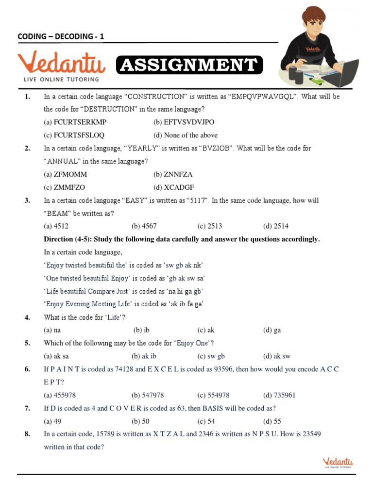 CODING DECODING 1: DECODING CODES | PDF | Telecommunications ...
