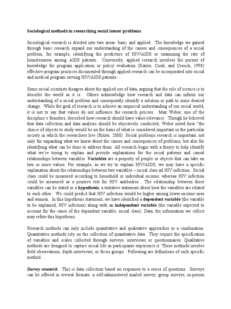 Methods in Researching Social Issues | PDF | Survey Methodology ...