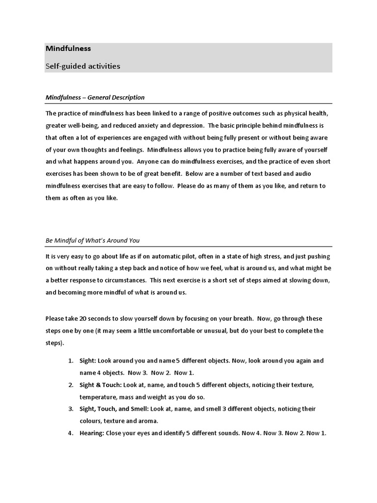 Mindfulness - Self Help Guide | PDF | Mindfulness | Compassion