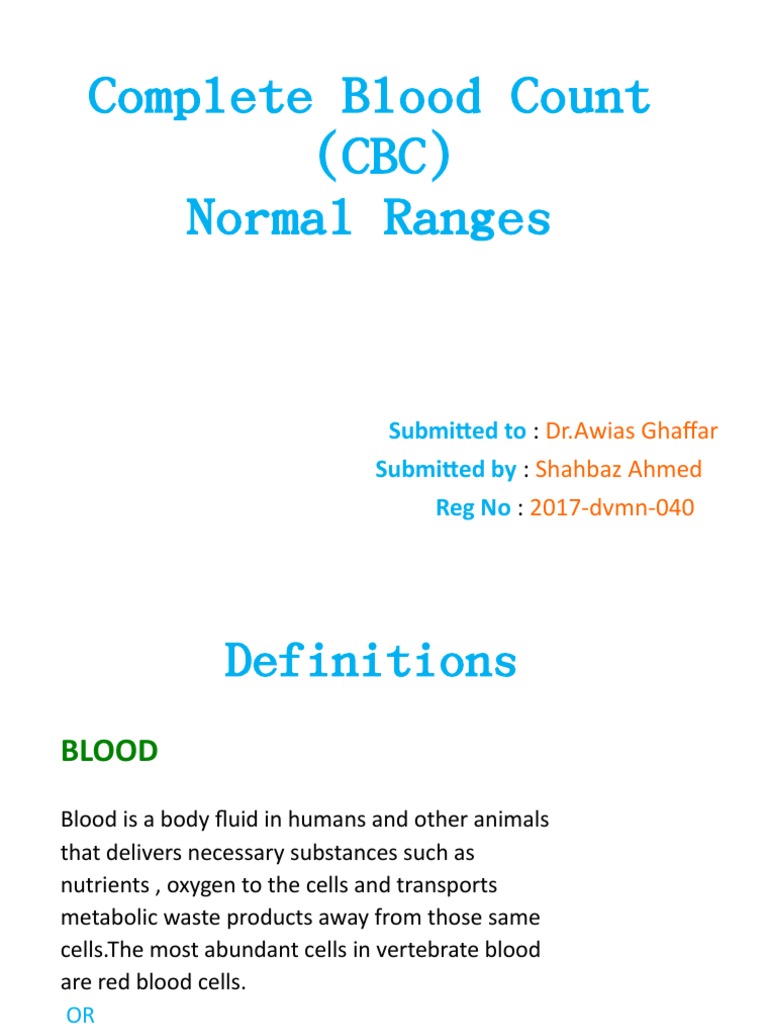 Complete Blood Count Ranges | PDF | Blood Cell | Blood