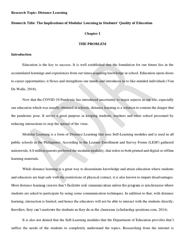 Impacts of Modular Learning on Education | PDF | Distance Education ...