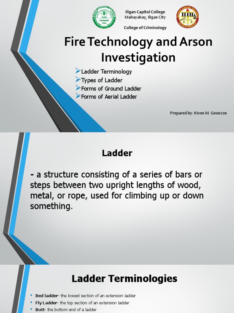 Fire Technology and Arson Investigation: Ladder Terminology Types of ...
