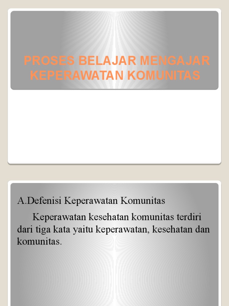 Proses Belajar Mengajar Keperawatan Komunitas | PDF