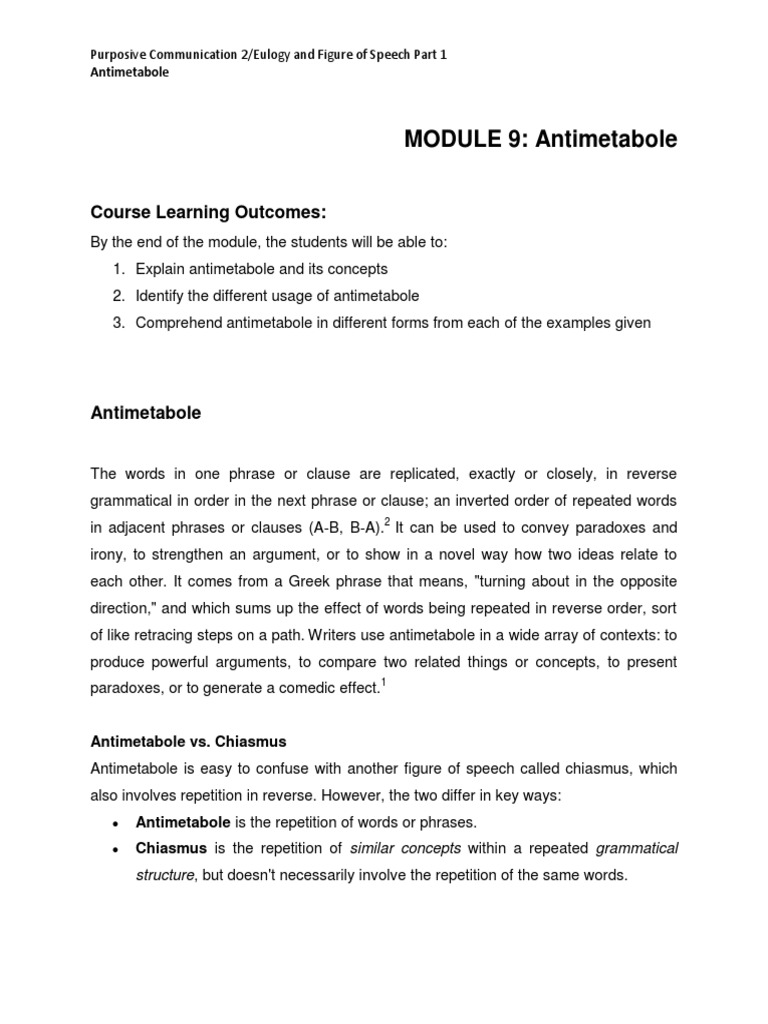 Week 4 - Module 9 Antimetabole Fss | PDF
