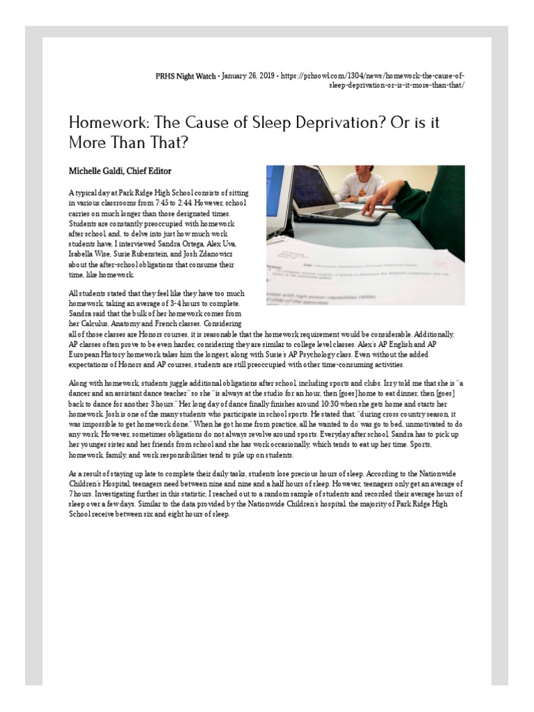 Homework: The Cause of Sleep Deprivation? or Is It More Than That ...