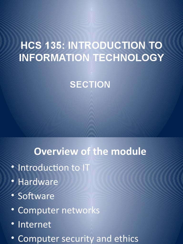 Hcs 135: Introduction To Information Technology: Section | PDF ...