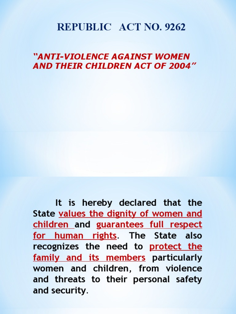 Republic Act No. 9262: "Anti-Violence Against Women and Their Children ...