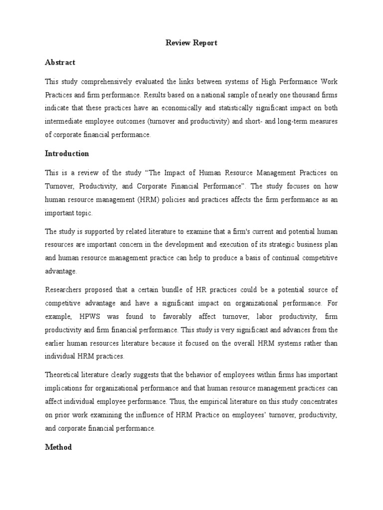 Review Report HRM | PDF | Human Resource Management | Turnover (Employment)