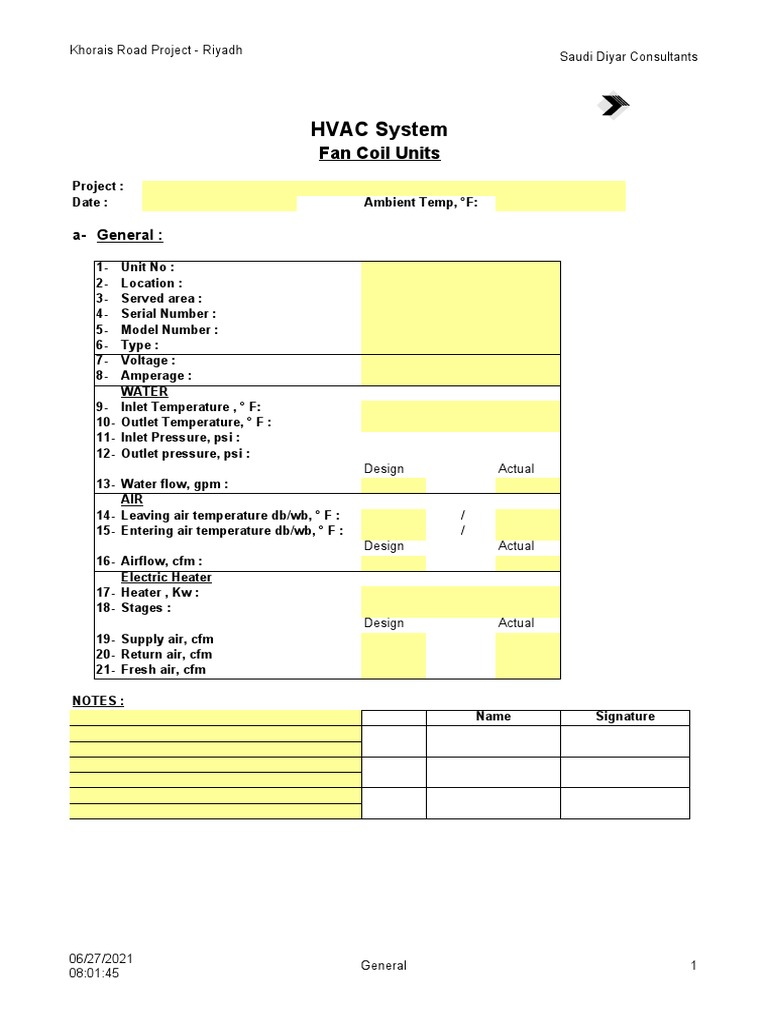 Fcu Checklist Pdf Duct Flow Thermostat