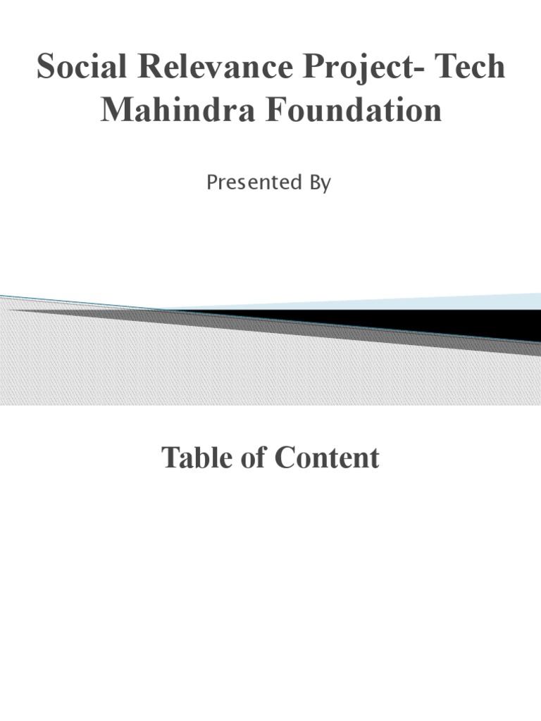 Social Relevance Project - Tech Mahindra Foundation | PDF | Companies ...