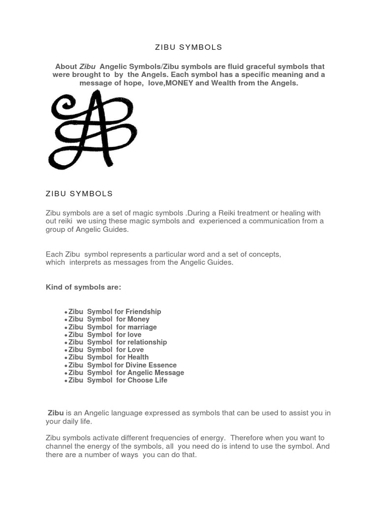 List Of Zibu Symbols And Meanings