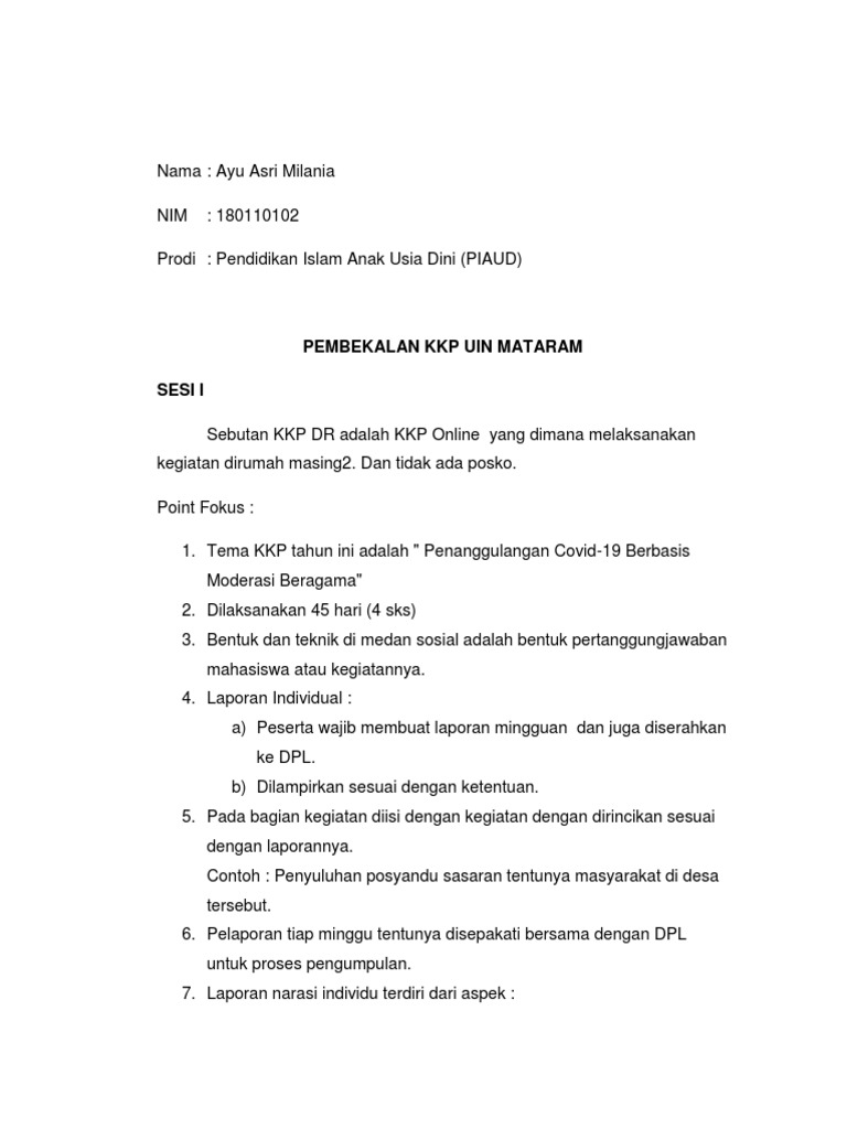 Laporan KKP 1 | PDF